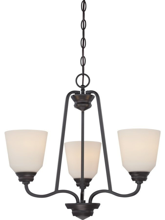 Calvin 3 Light Chandelier With Satin White Glass, LED Omni Included ...