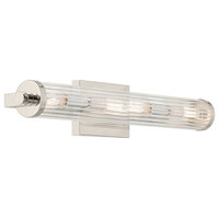 25" 4-Light Linear Vanity Light With Clear Fluted Glass - Transitional ...