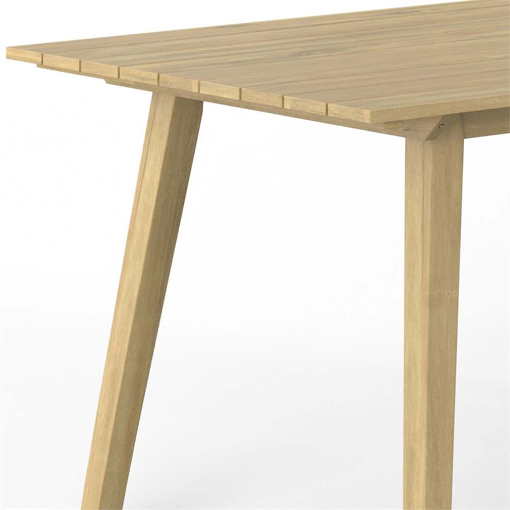 Kona 65 inch Wide Contemporary Outdoor Dining Table in Light Teak ...