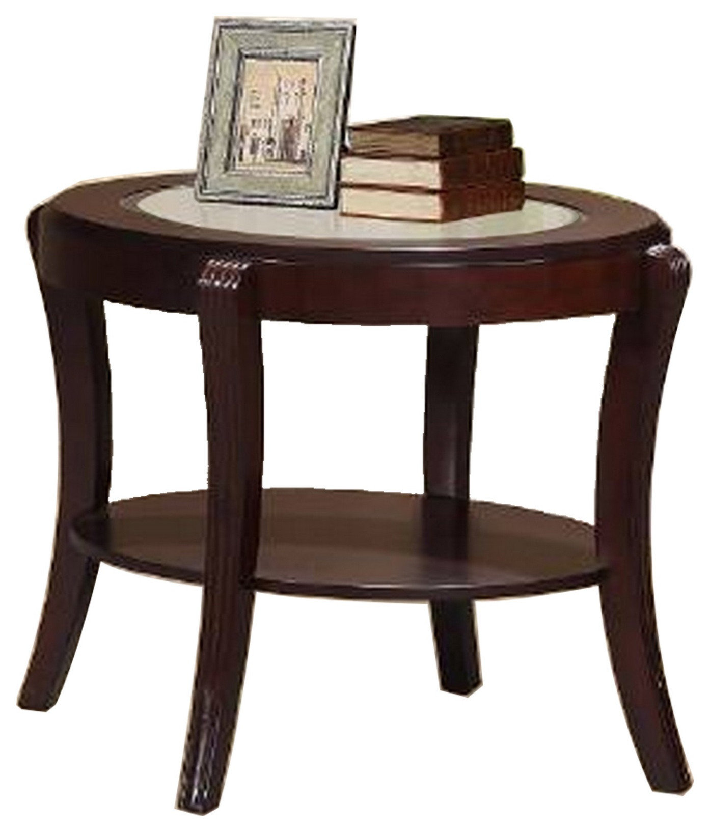 Lyn 31 Inch Side End Table with Oval Glass Top and Lower Shelf, Brown ...