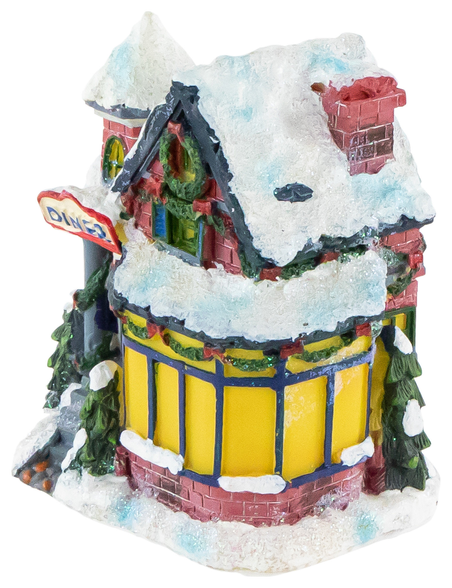 4" Snowy Christmas Diner Village Building - Modern - Holiday Accents ...
