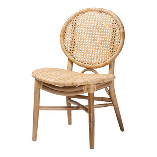 Modern Bohemian Natural Brown Rattan Dining Chair - Tropical - Dining ...
