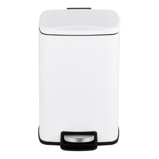 1.3 Gal Rectangular Matt White Step-On Trash Can - Modern - Trash Cans ...