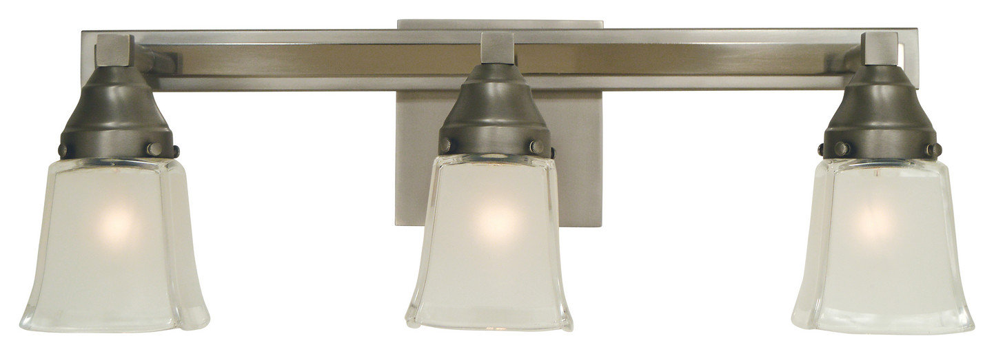 Mercer 3-Light Bath Vanity Fixture, Satin Pewter With Polished Nickel ...