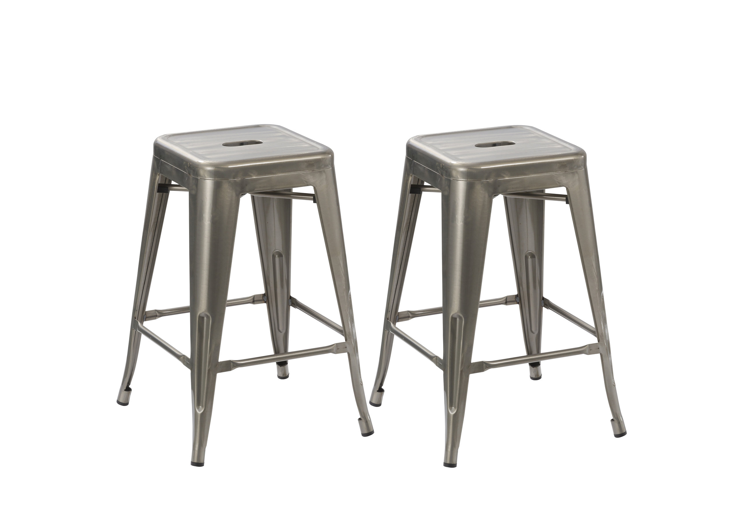 Hart Metal Counter Stool, Clear Brushed, 24" - Industrial - Bar Stools ...
