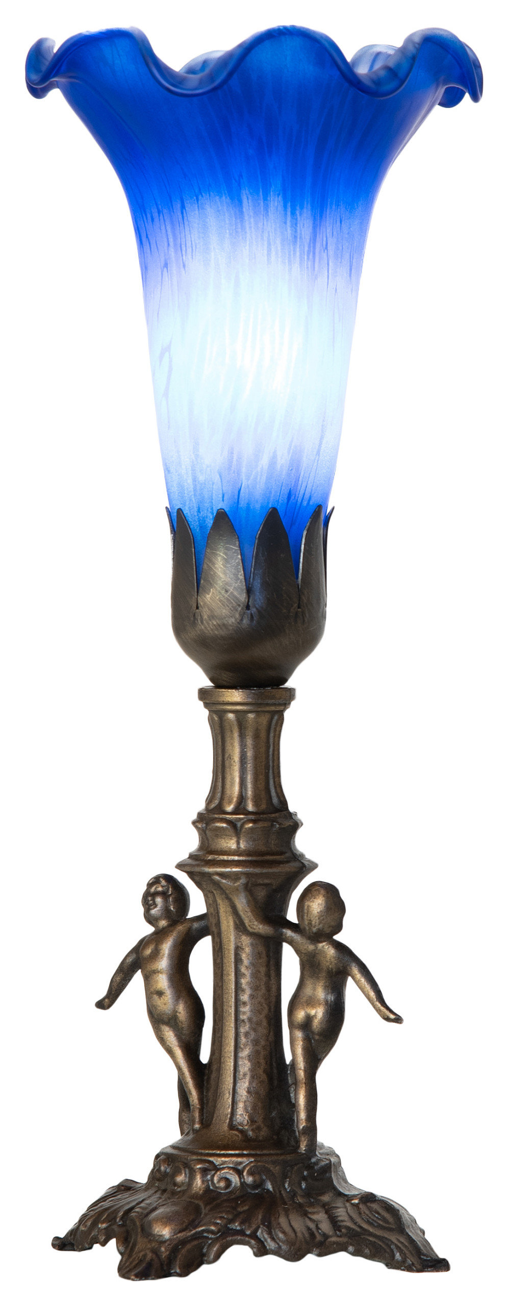 11" High Blue Tiffany Pond Lily Maidens Mini Lamp - Contemporary ...