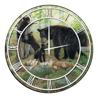 Wall Clock, Playtime Bears, 24"x24" - Rustic - Wall Clocks - by House ...