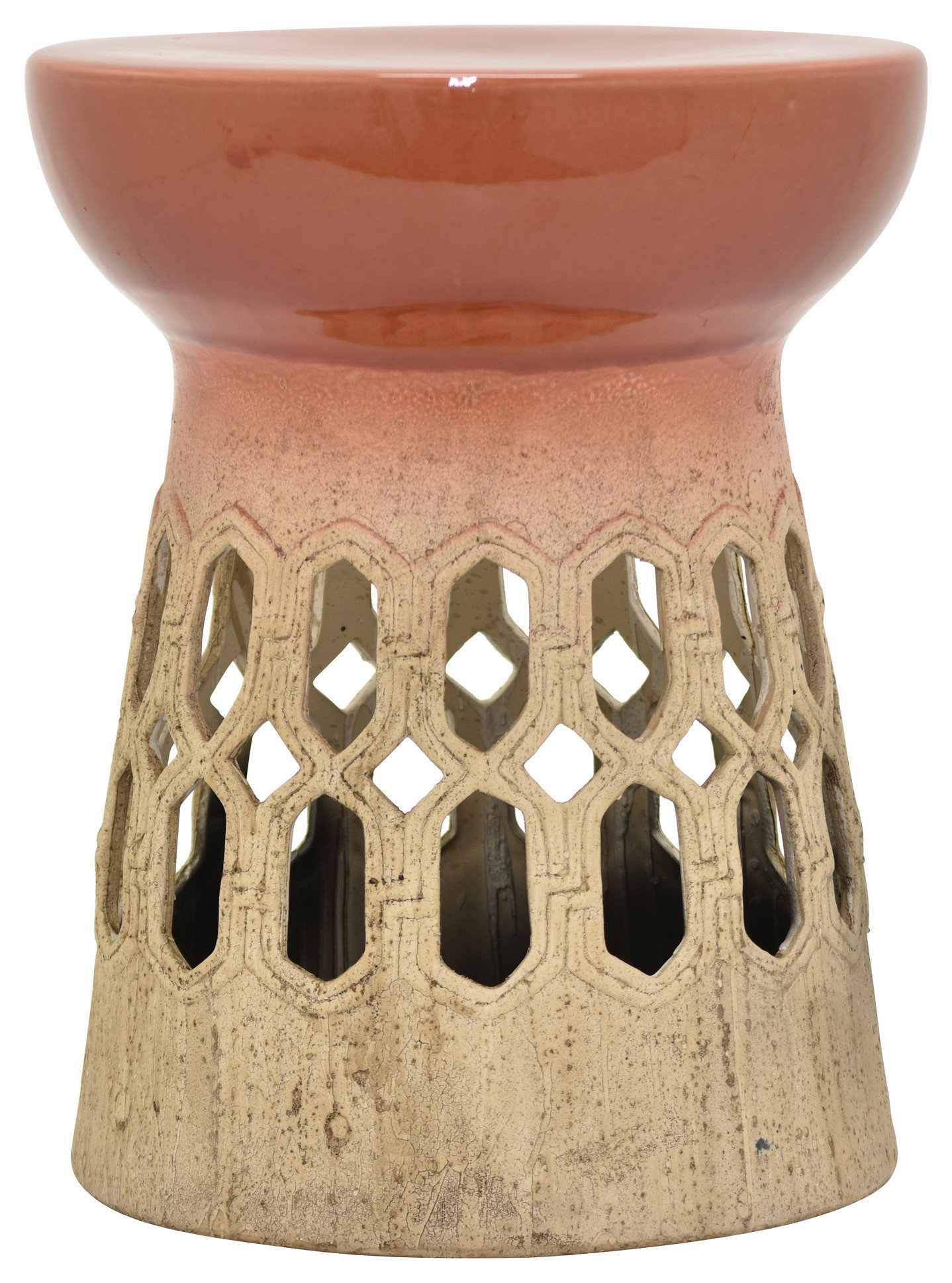 Plutus Brands Ceramic Planter Stand, Orange Porcelain - Transitional ...