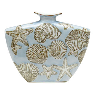 9" Seashell Design Vase - Beach Style - Vases - by Orchard Creek ...