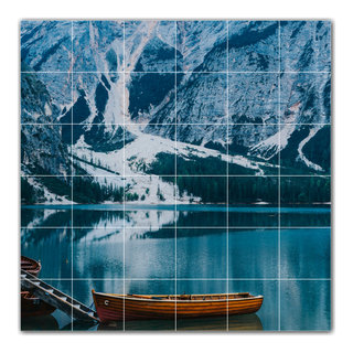 Boat Ceramic Tile Wall Mural HZ500239, 72" Wide x 72" High - Beach ...
