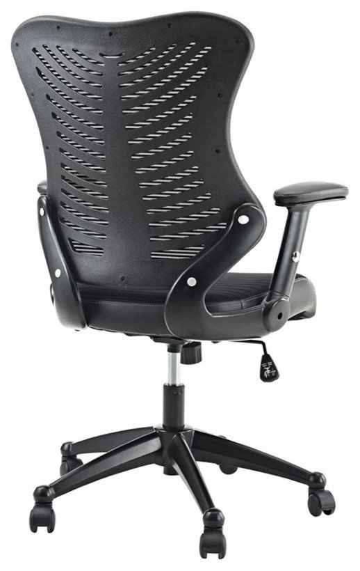 Hawthorne Collection Faux Leather Mesh Office Chair in Black ...