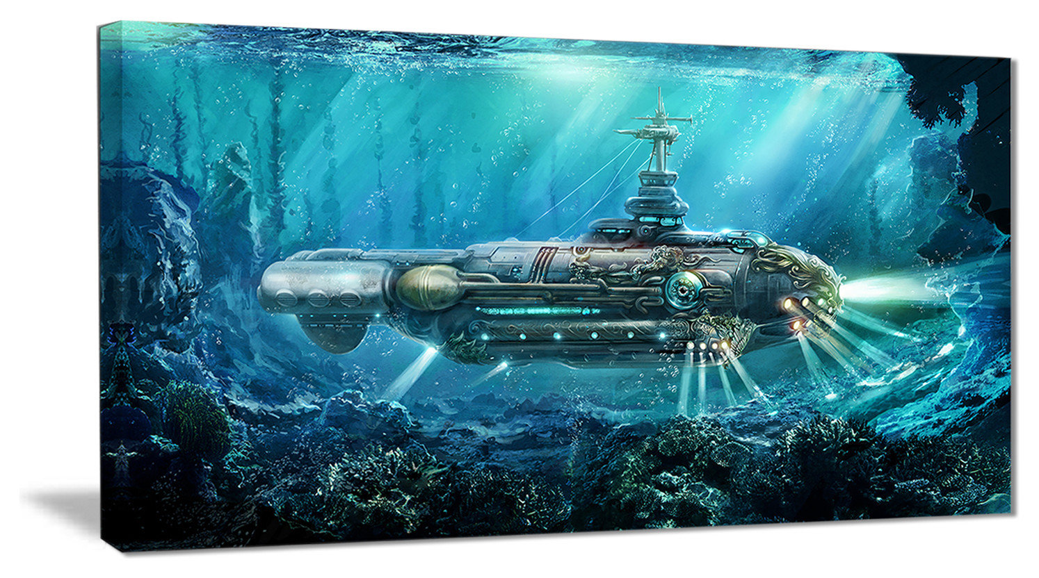"Fantastic Submarine" Digital Canvas Art Print, 40"x20" - Beach Style ...