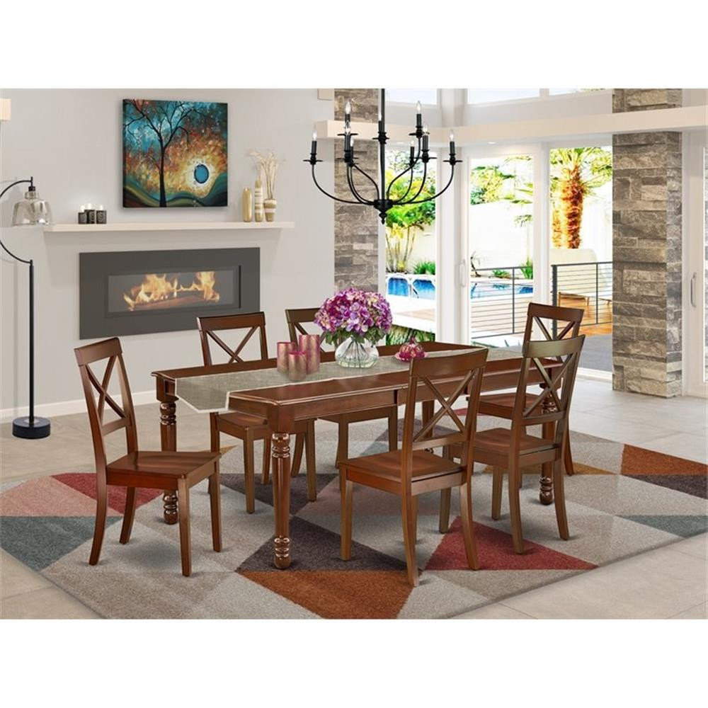East West Furniture Dover 7-piece Traditional Wood Dining Set in ...