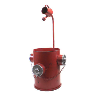 Home and Garden Fire Hydrant Red Planter Metal Decor Garden Flowers Dog ...