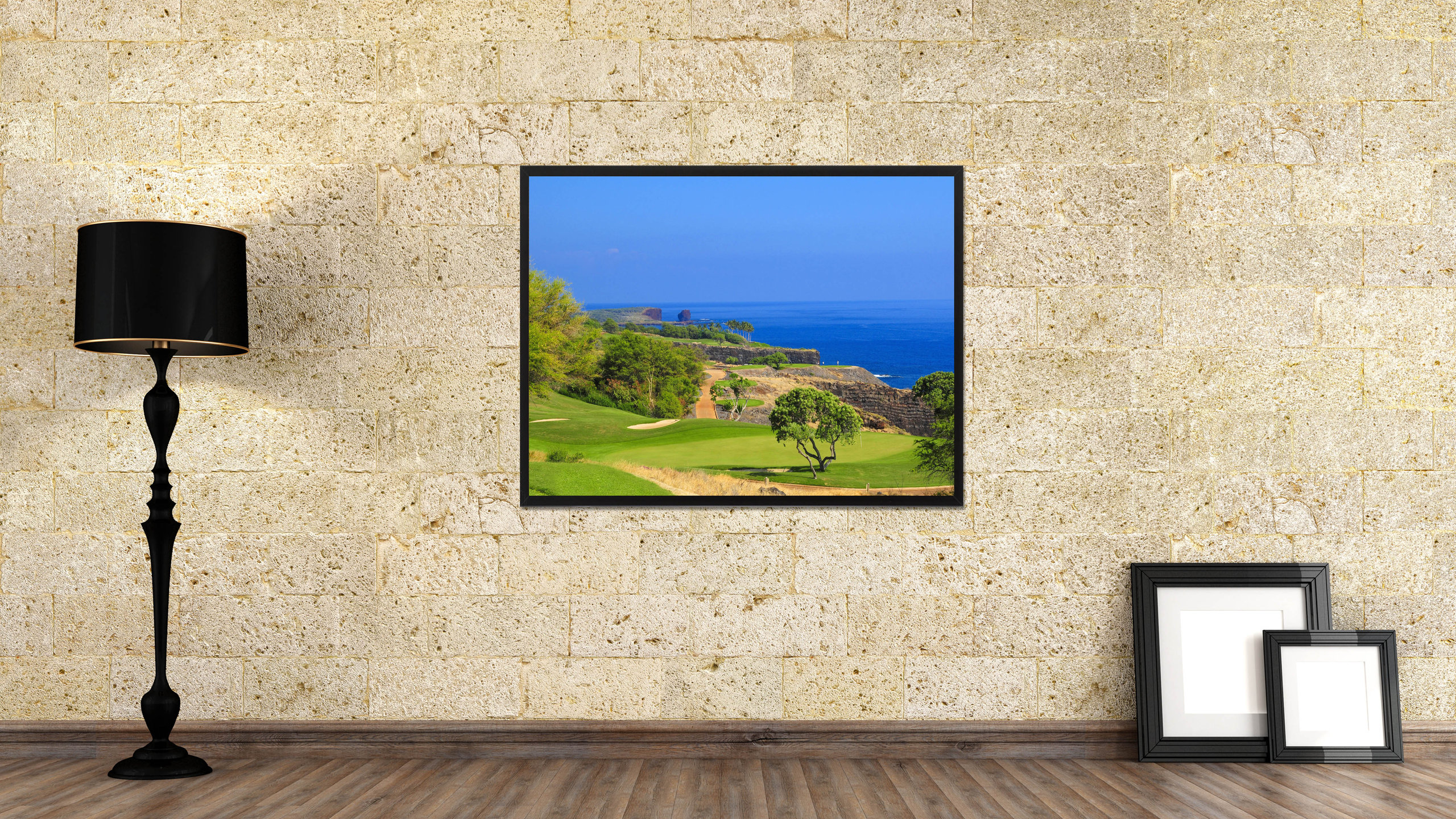 Coastal CA Golf Course Photo Print on Canvas with Picture Frame, 22"x29 ...