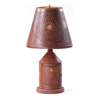 Fireside Lamp with Chisel Shade in Rustic Tin, One Size - Southwestern - Table Lamps - by Zeckos ...