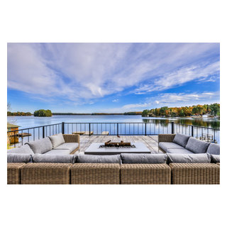 Modern Lake House - Boathouse Rooftop Patio Firepit - Modern - Patio ...