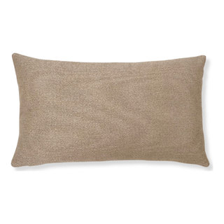 Beige Woven Textured Lumbar Pillow Cover - Transitional - Decorative ...