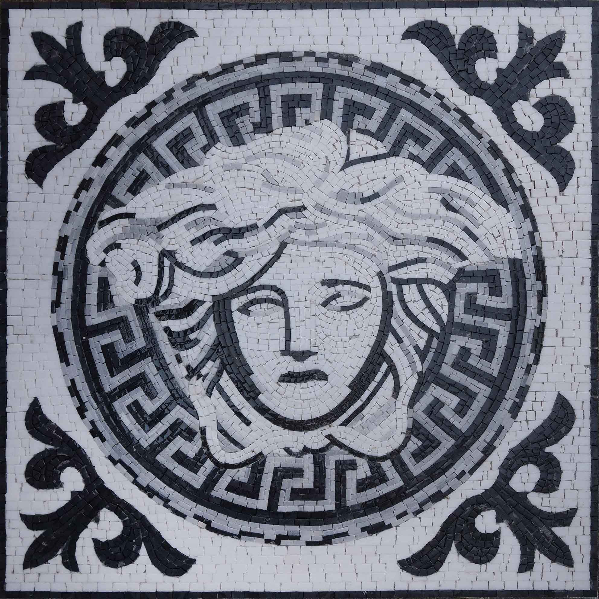 Ancient Mosaic - Black & White Versace, 48" x 48" - Traditional - Tile ...