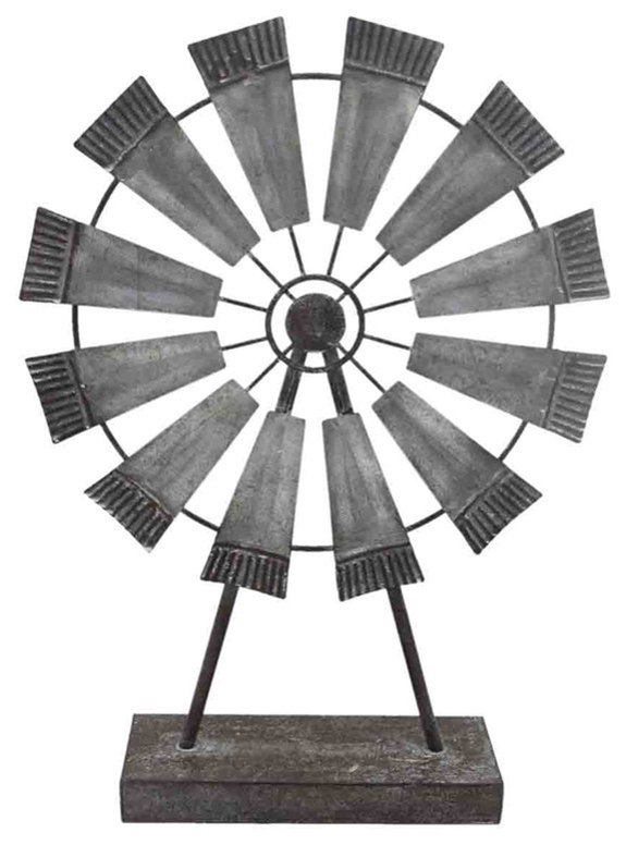 Metallic Vintage Windmill Table decor, Gray, Small - Farmhouse ...