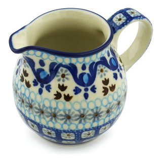 Polish Pottery 7 oz. Stoneware Pitcher Hand-Decorated Design ...