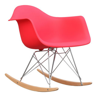 Modern Classics Rocker Arm Chair, Red, 26"H x 24"W x 27"D - Midcentury ...