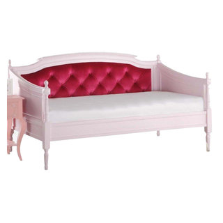 HomeRoots 81" X 43" X 43" Magenta Velvet and Pink Daybed - Traditional ...