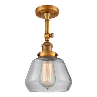 Innovations 1-Light Fulton Semi-Flush Mount, Brushed Brass, 201F-BB ...