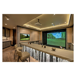 Golf Simulator With Custom Bar - Rustic - Family Room - Salt Lake City ...