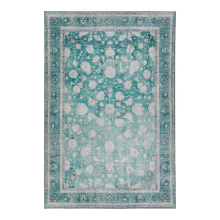 Kensington Teal Persian Non-skid Accent Rug, 1'8" x 2'6", Teal ...