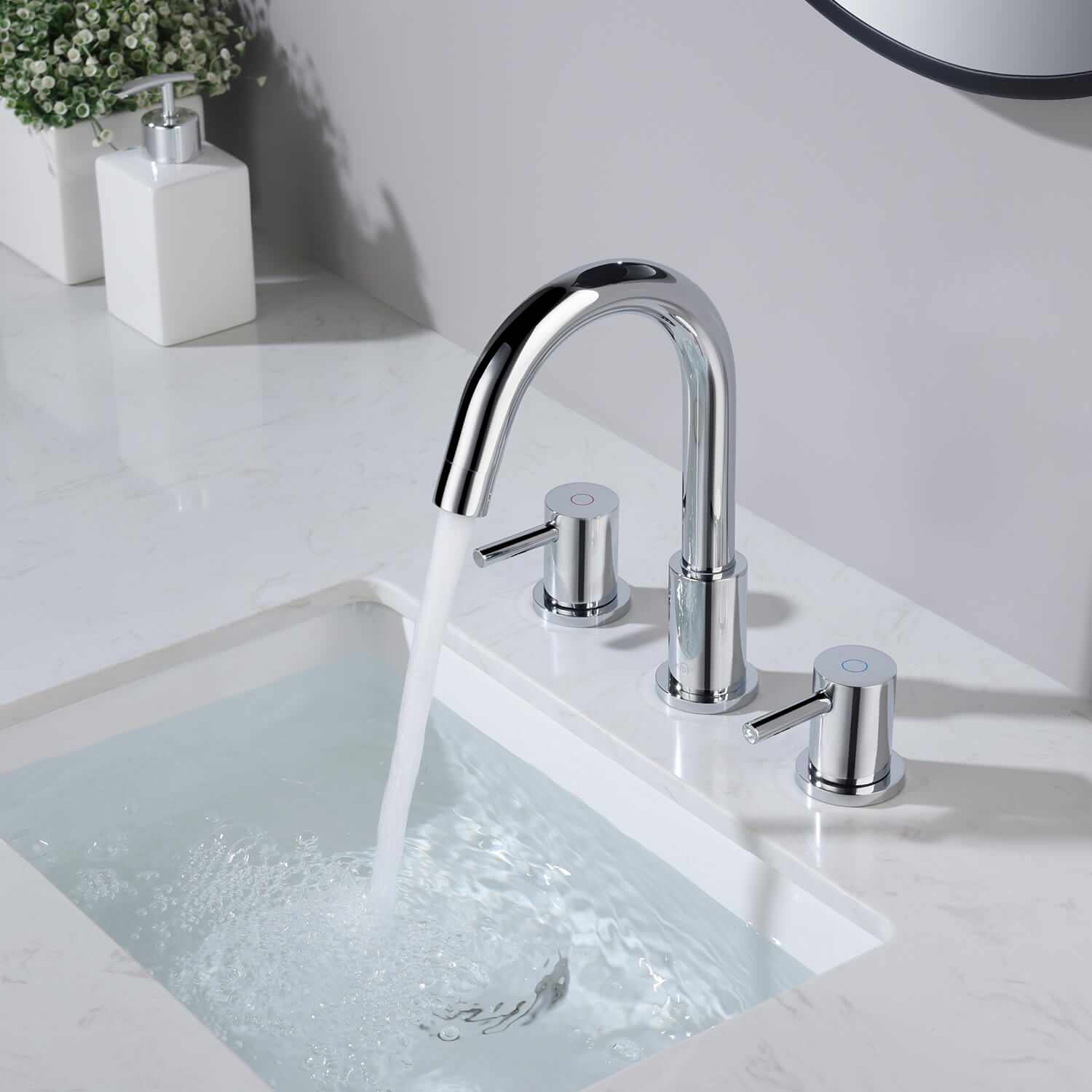 Circular Widespread Sink Faucet With Pop-Up Drain - Transitional ...