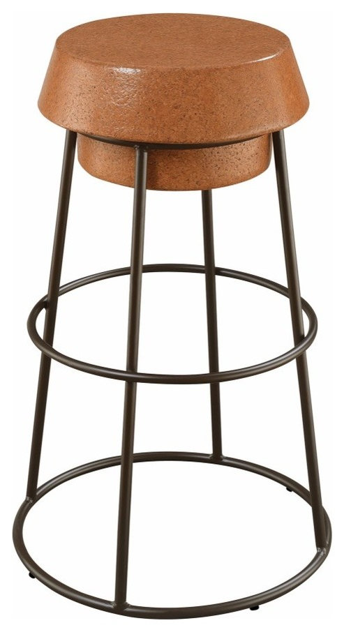 Stylish Wood And Metal Wine Cork Bar Stool, Brown And Black, Set of 2 ...