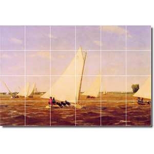 Ceramic Tile Mural Backsplash "Sailing" by Nenad Mirkovich - Traditional - Tile Murals - by ...