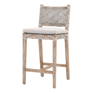 Benzara BM231091 Rope Design Counter Stool With Removable Seat Cushion ...