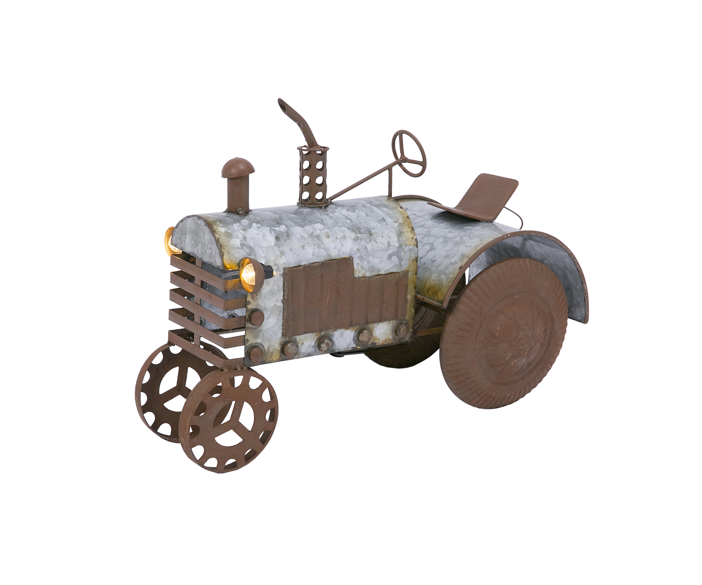 Antique galvanized 14.2-in metal tractor - Farmhouse - Decorative ...