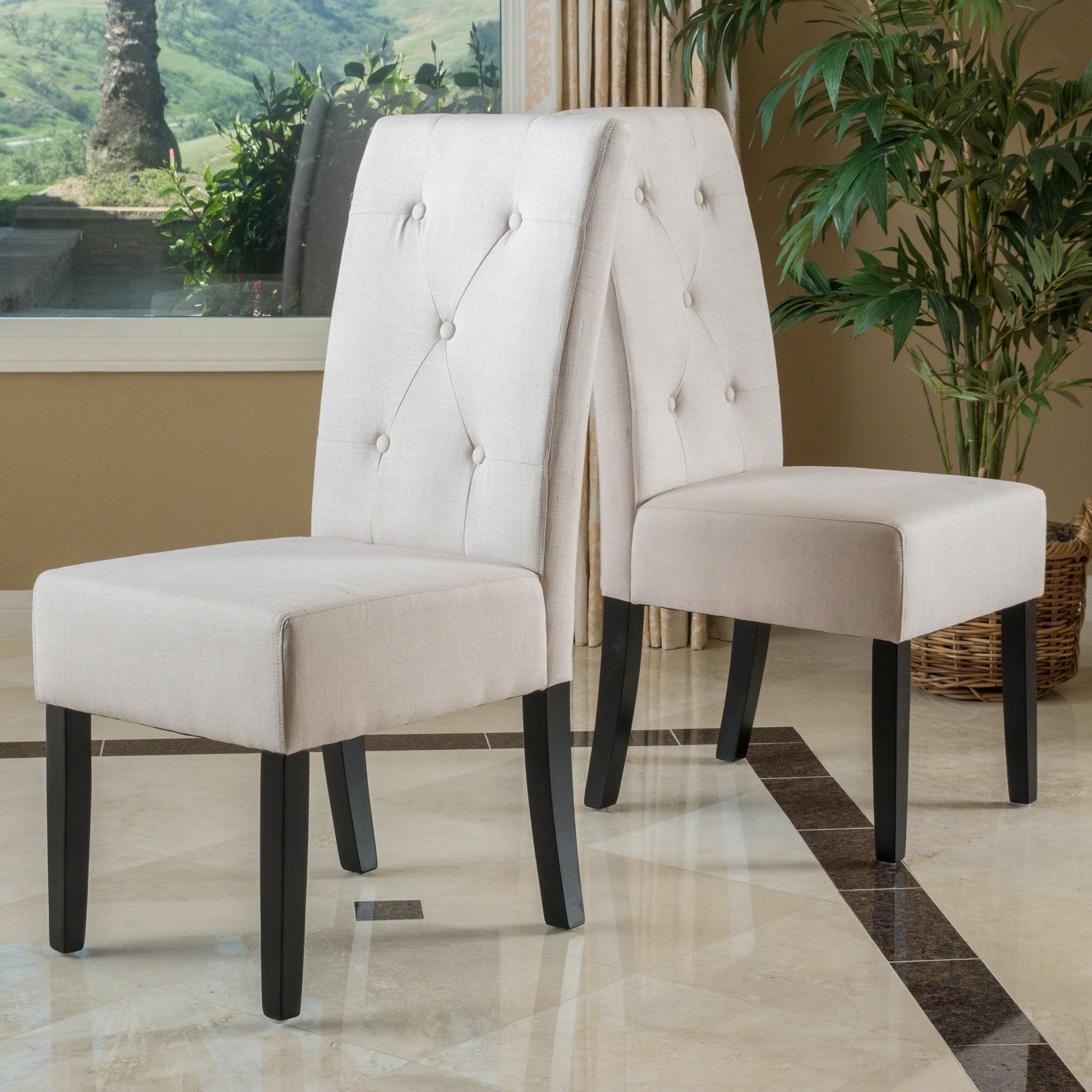 GDF Studio Alexander Natural Fabric Dining Chair, Set of 2 ...