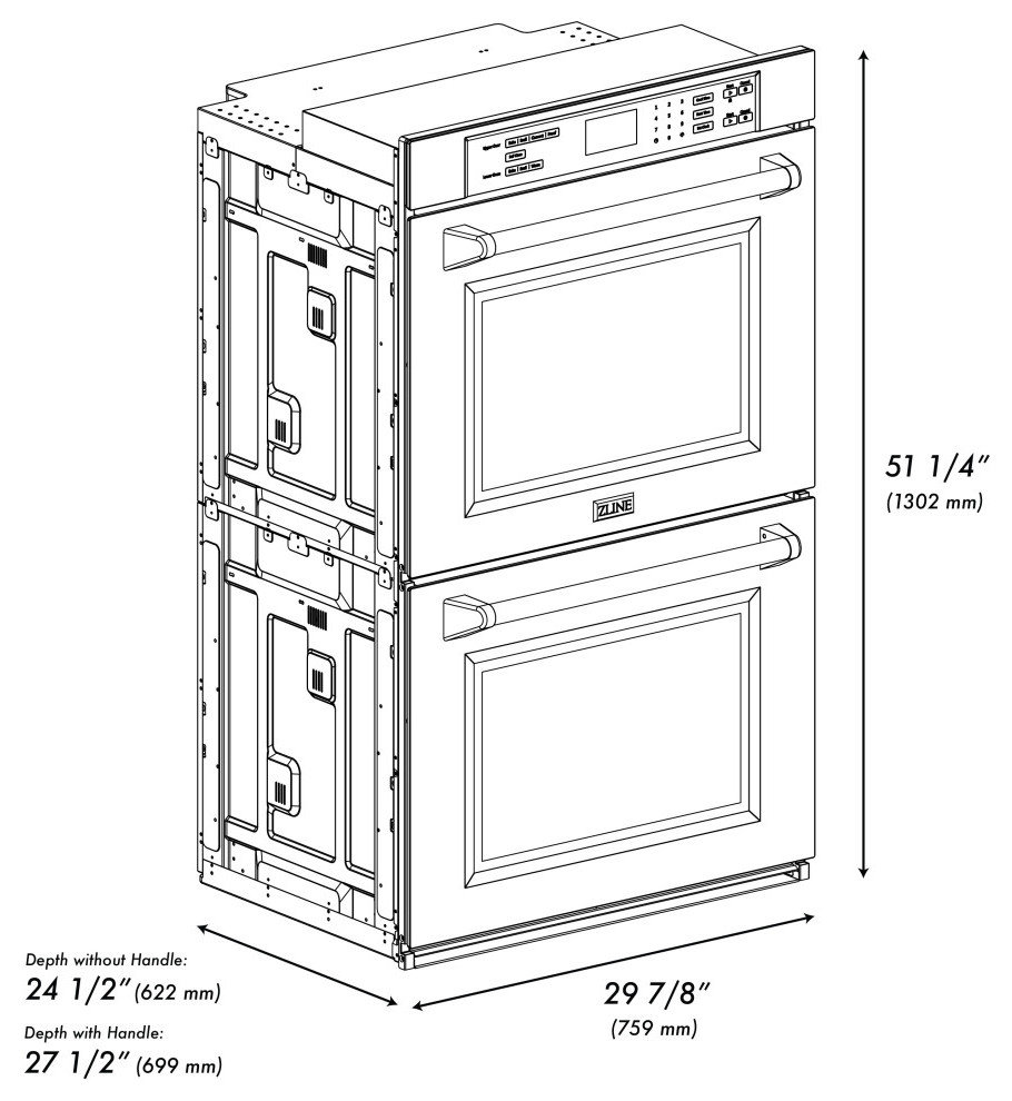 ZLINE DuraSnow Stainless Steel Double Wall Oven With Matte Black, AWDSZ ...