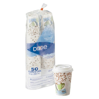 Dixie PerfecTouch 12 oz Hot Coffee Cup and Lid Sets by GP Pro - 50 ...