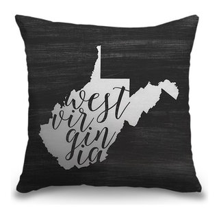 "Home State Typography - West Virginia" Outdoor Pillow, 16"x16 ...