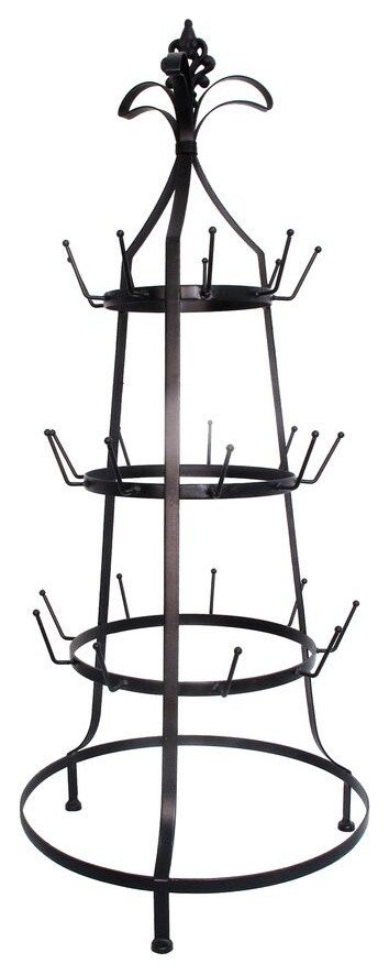 Three-Tier Metal Cup Rack, Black - Traditional - Dinnerware And ...