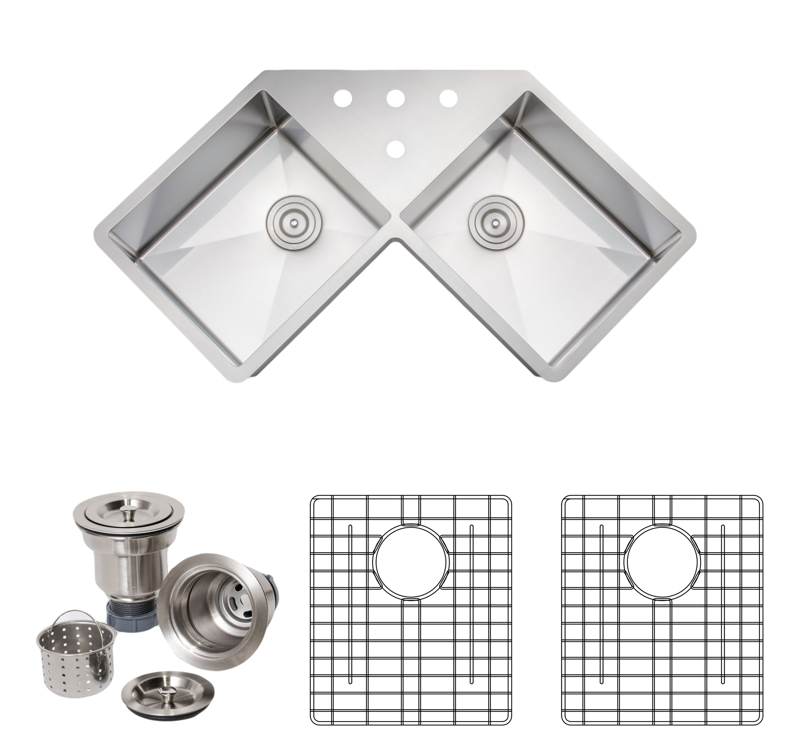 Wells Sinkware Handcrafted Butterfly Stainless Steel Corner Kitchen ...