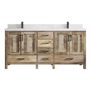 Malibu Mango 72 Double Sink Bath Vanity in Natural 2" Calacatta Nuvo ...