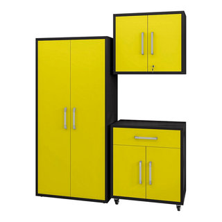 Eiffel 3-Piece Garage Set, Matte Black and Yellow - Garage And Tool ...