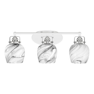 Easton 3 Light Bath Bar, White & Brushed Nickel, 6" Onyx Swirl Glass ...