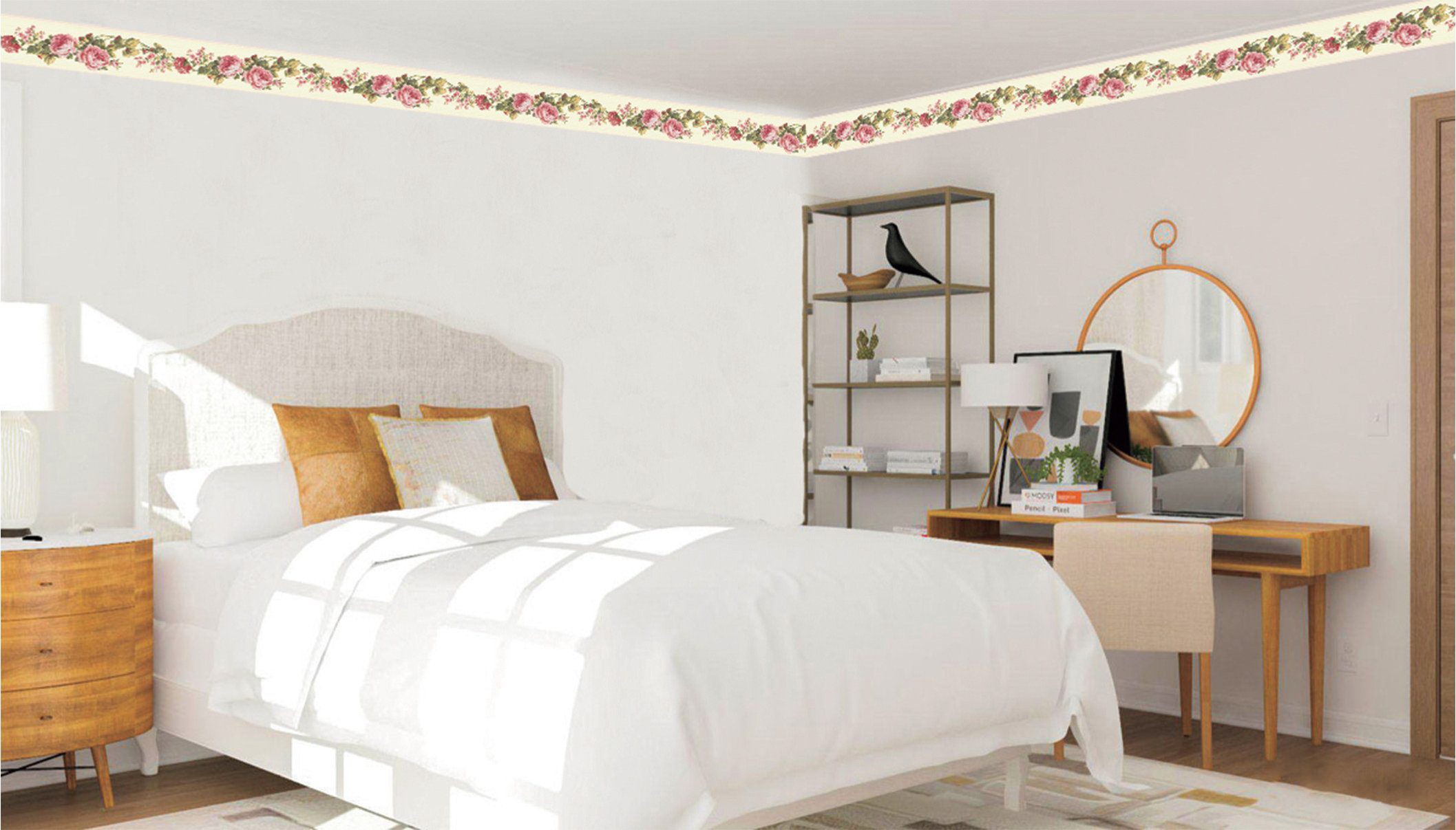 Flowers Peel and Stick Wallpaper Border 15'x7", Roll 15 ft. x 7 in ...