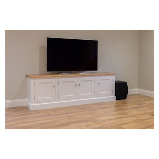 Secret bookcase door, TV unit and Monk's bench hallway storage ...