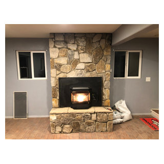 Pellet stove insert / Natural stone veneer - Craftsman - Denver - par ...