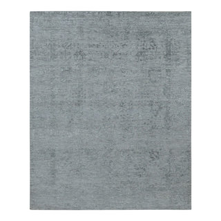 Gray Tabriz Erased and Broken Design Wool and Silk Hand Knotted Rug 8 ...