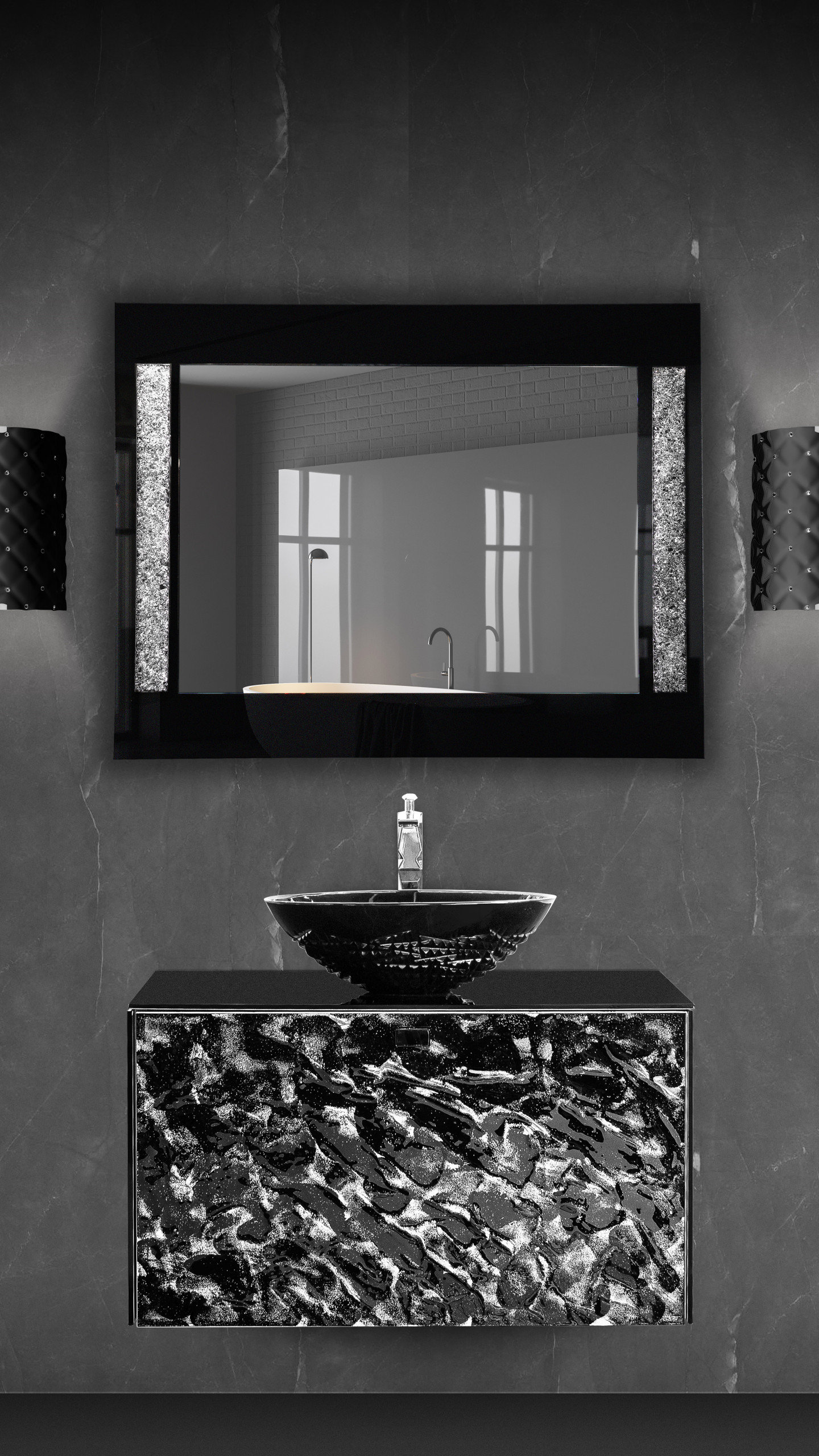 Sevda Luxury Crystal Single Vanity Mirror - Contemporary - Bathroom ...
