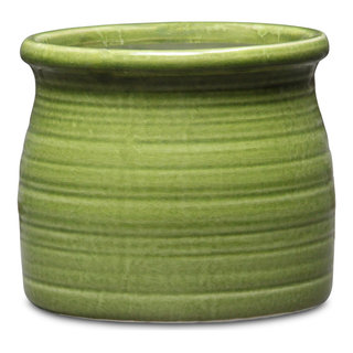 Curved Ceramic Pot - Large & Green - Contemporary - Indoor Pots And ...